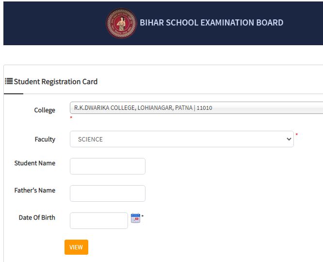 Bihar Board 12th Dummy Registration Card 2024 Download